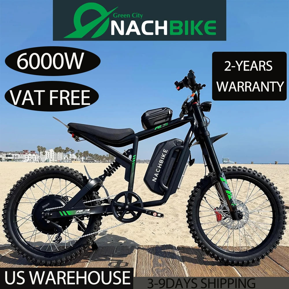 2025 50MPH Electric Bike 6000W Electric Dirt Bike with 60V25Ah Battery ...